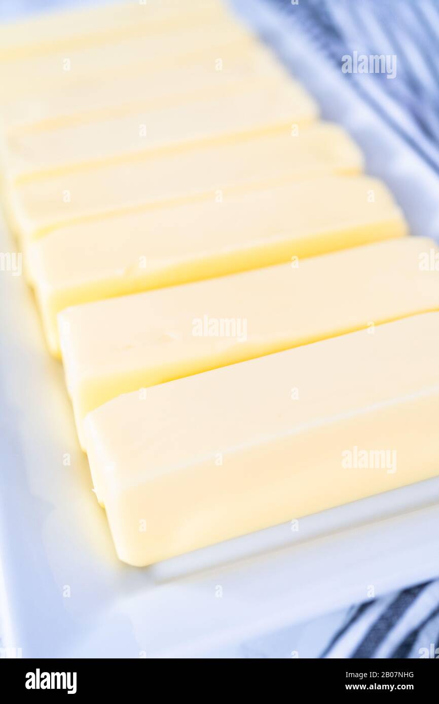 Organic sticks of butter at the room temperature Stock Photo - Alamy