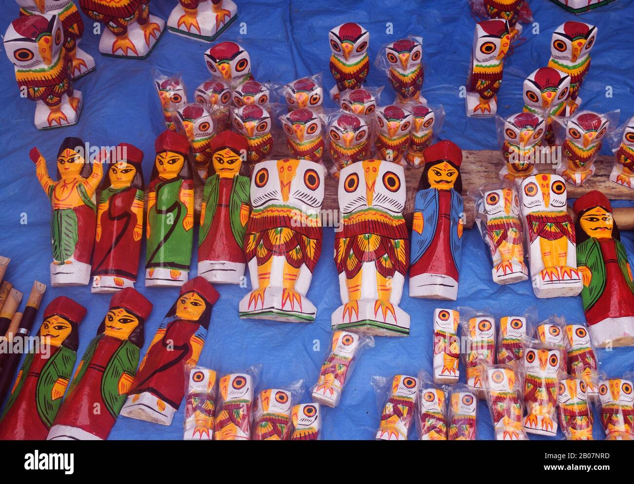 Handicraft Items or wooden dolls in an Indian village Fair or Mela ...