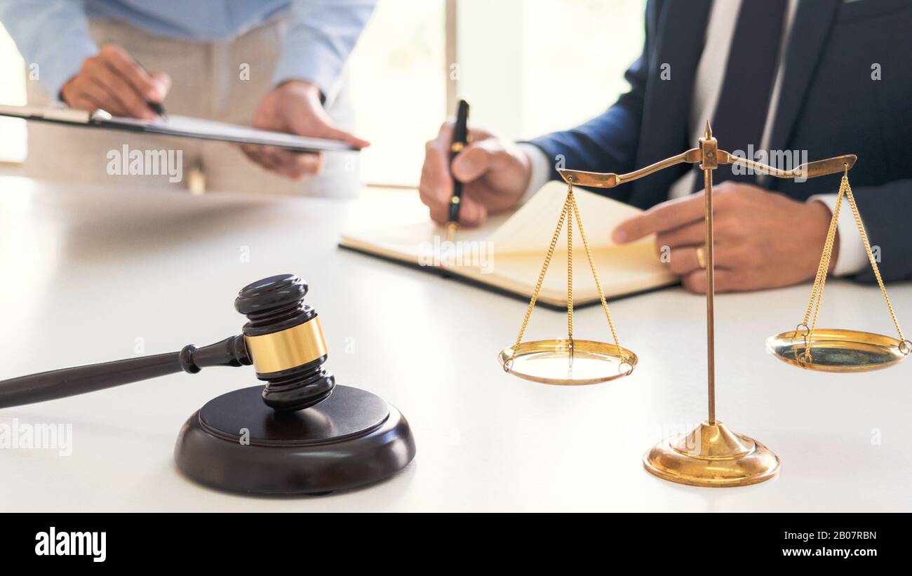 Legal counsel presents to the client negotiating a contract Serious ...