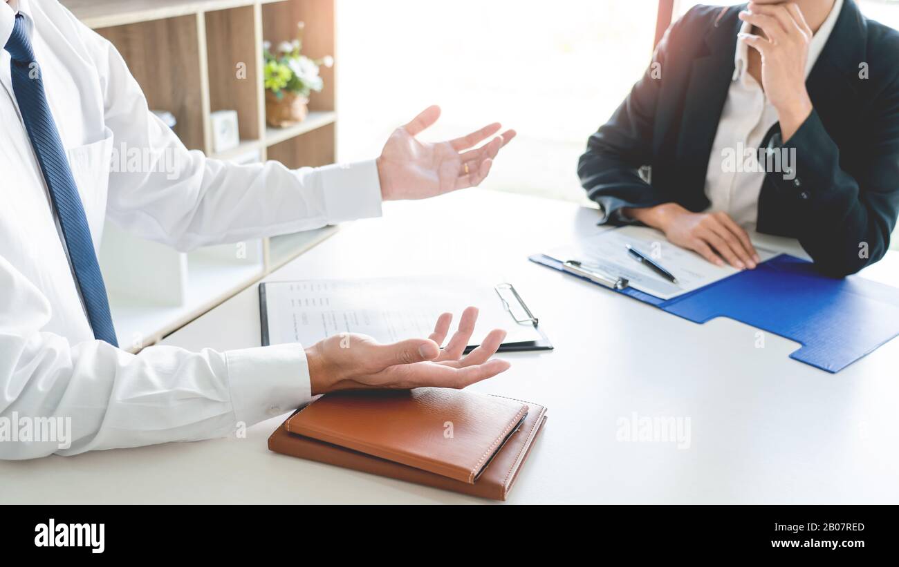 Job interview, Corporate business Employer or recruiter around the ...
