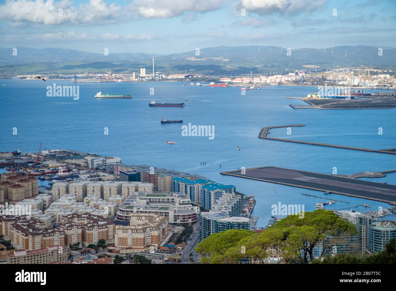 Gibraltar - January 12, 2020: A view of the city of Gibraltar from a ...