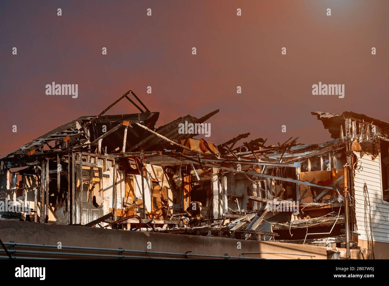 Burned home after fire the parts of the house after burnning Stock ...