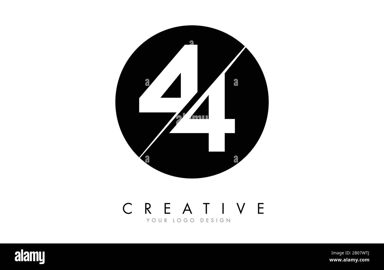 44 4 Number Logo Design with a Creative Cut and Black Circle Background ...