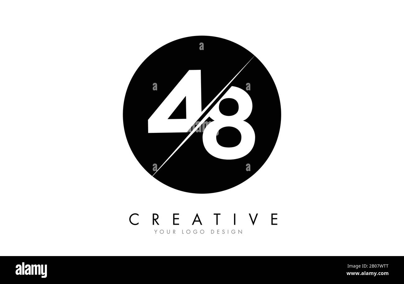 48 4 8 Number Logo Design with a Creative Cut and Black Circle ...