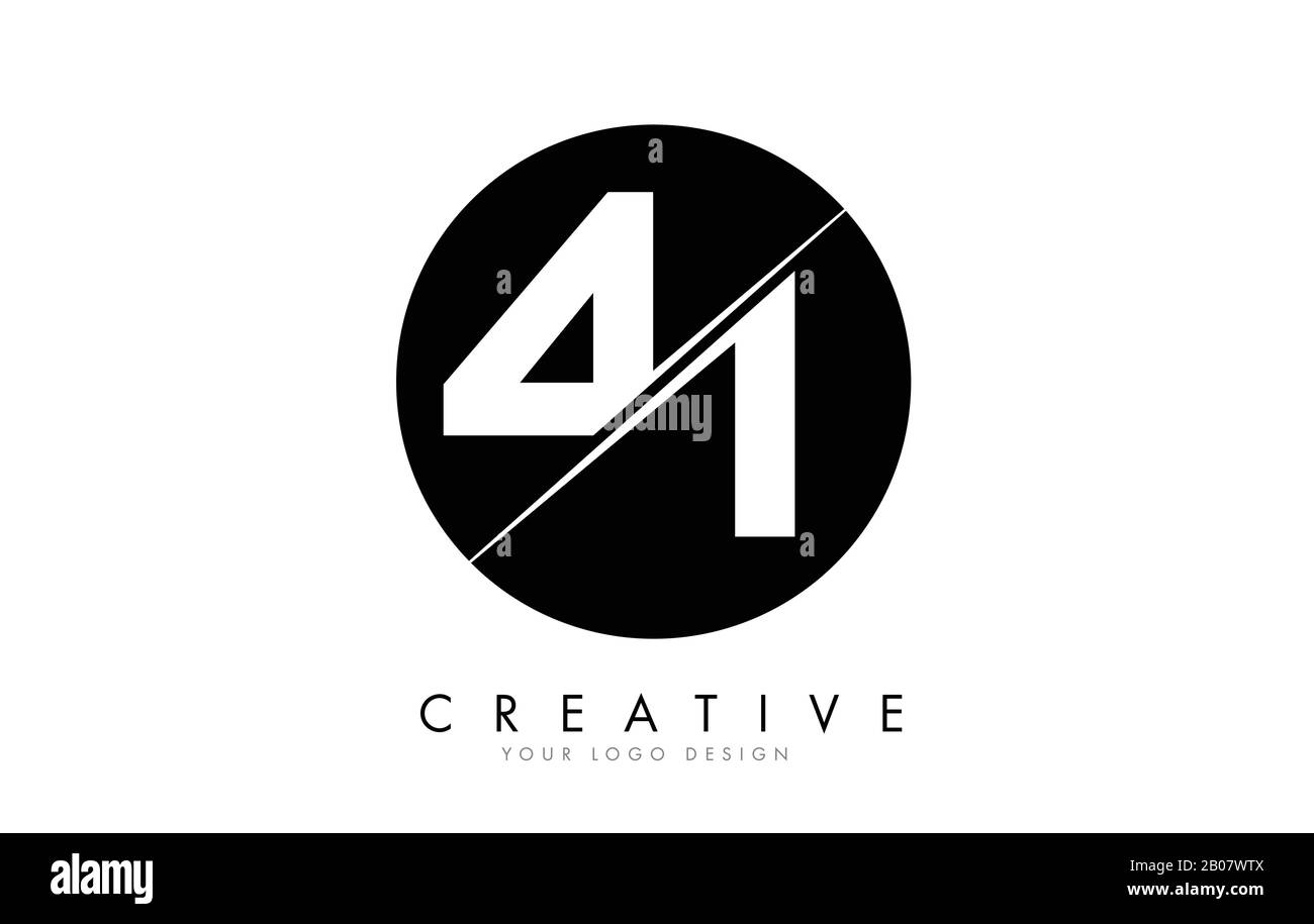 41 4 1 Number Logo Design with a Creative Cut and Black Circle ...