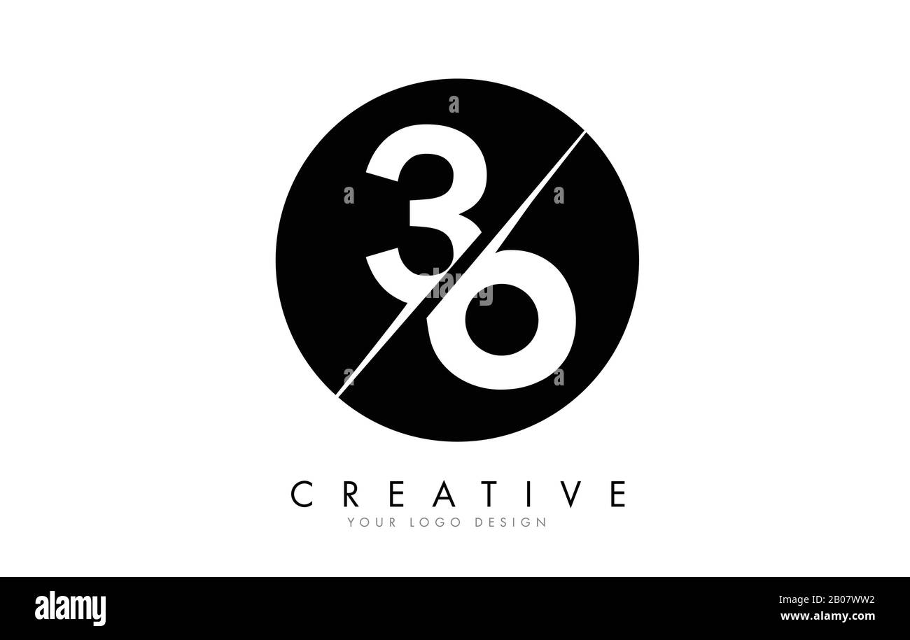 36 3 6 Number Logo Design with a Creative Cut and Black Circle ...