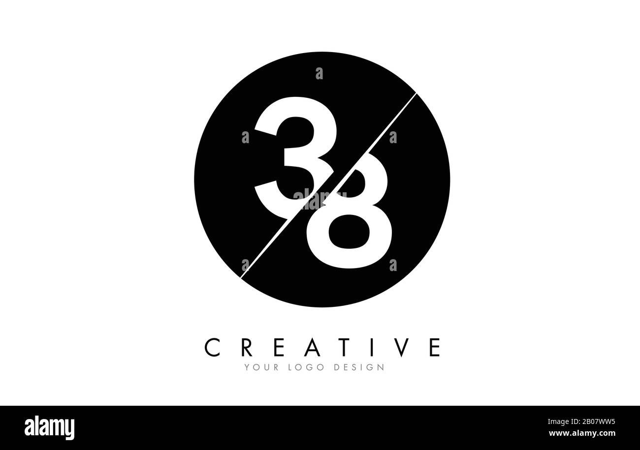 38 3 8 Number Logo Design with a Creative Cut and Black Circle ...