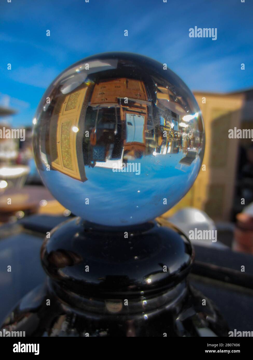 upside down world in glass ball Stock Photo - Alamy