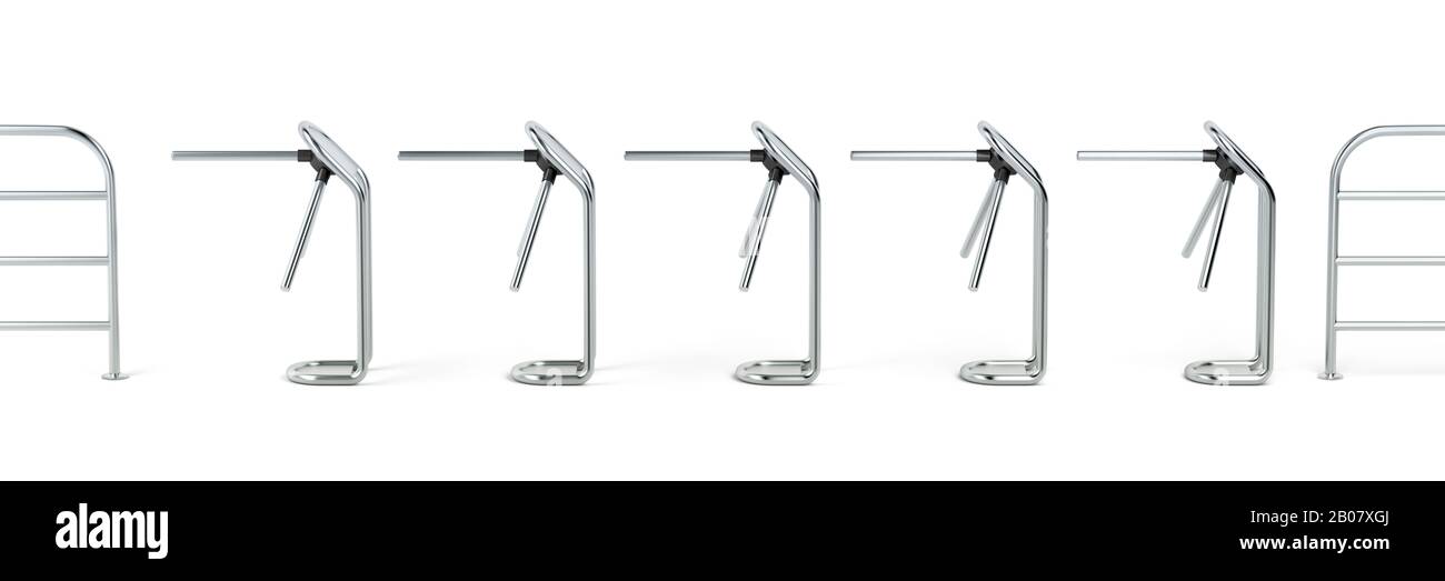 Exit turnstiles on white background Stock Photo - Alamy