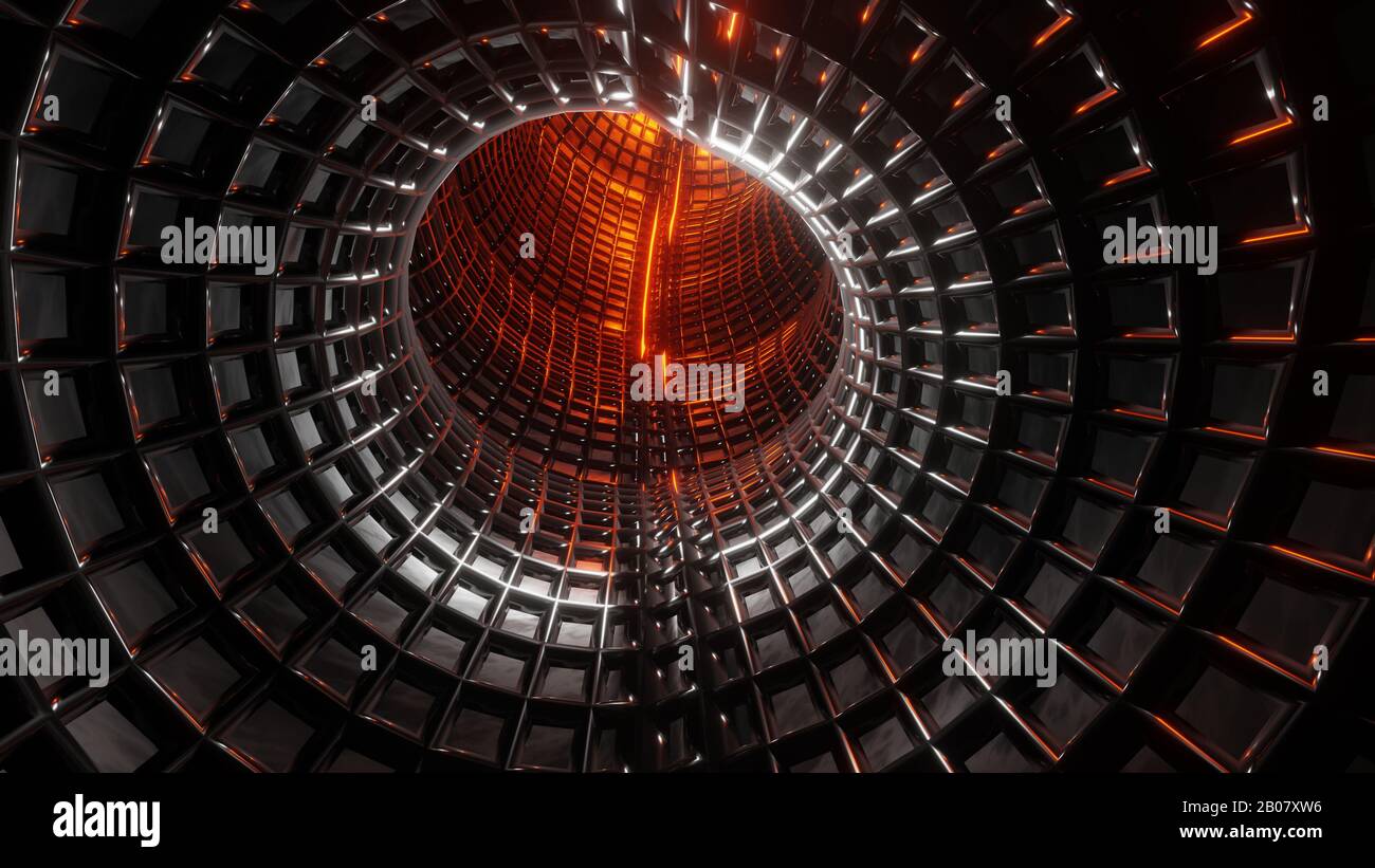 abstract futuristic wireframe tunnel 3d render illustration Stock Photo ...
