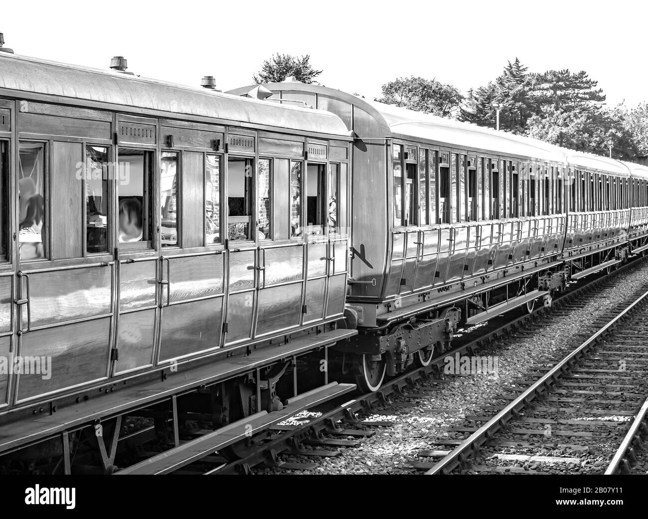 12 Traditional 1940's wooden railway carriage in a small train station ...