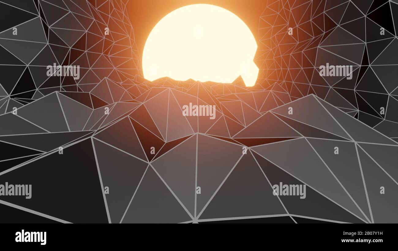 abstract simple geometric landscape 3d render illustration Stock Photo ...