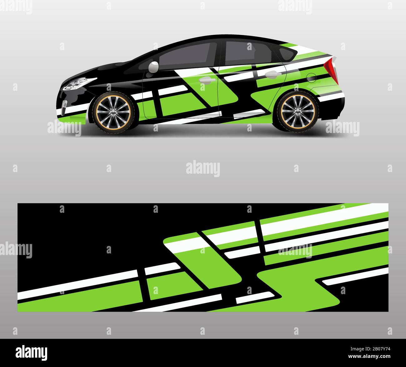 Racing car wrap with abstract stripe shapes for Company. Sport car ...