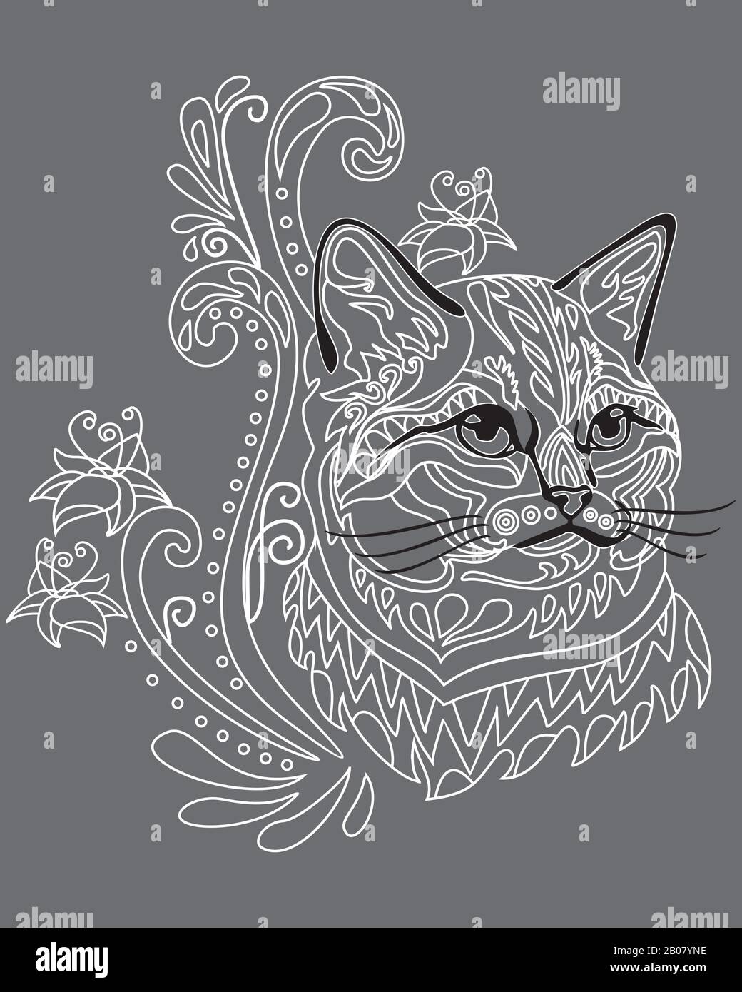 White fluffy cat in Stock Vector Images - Alamy