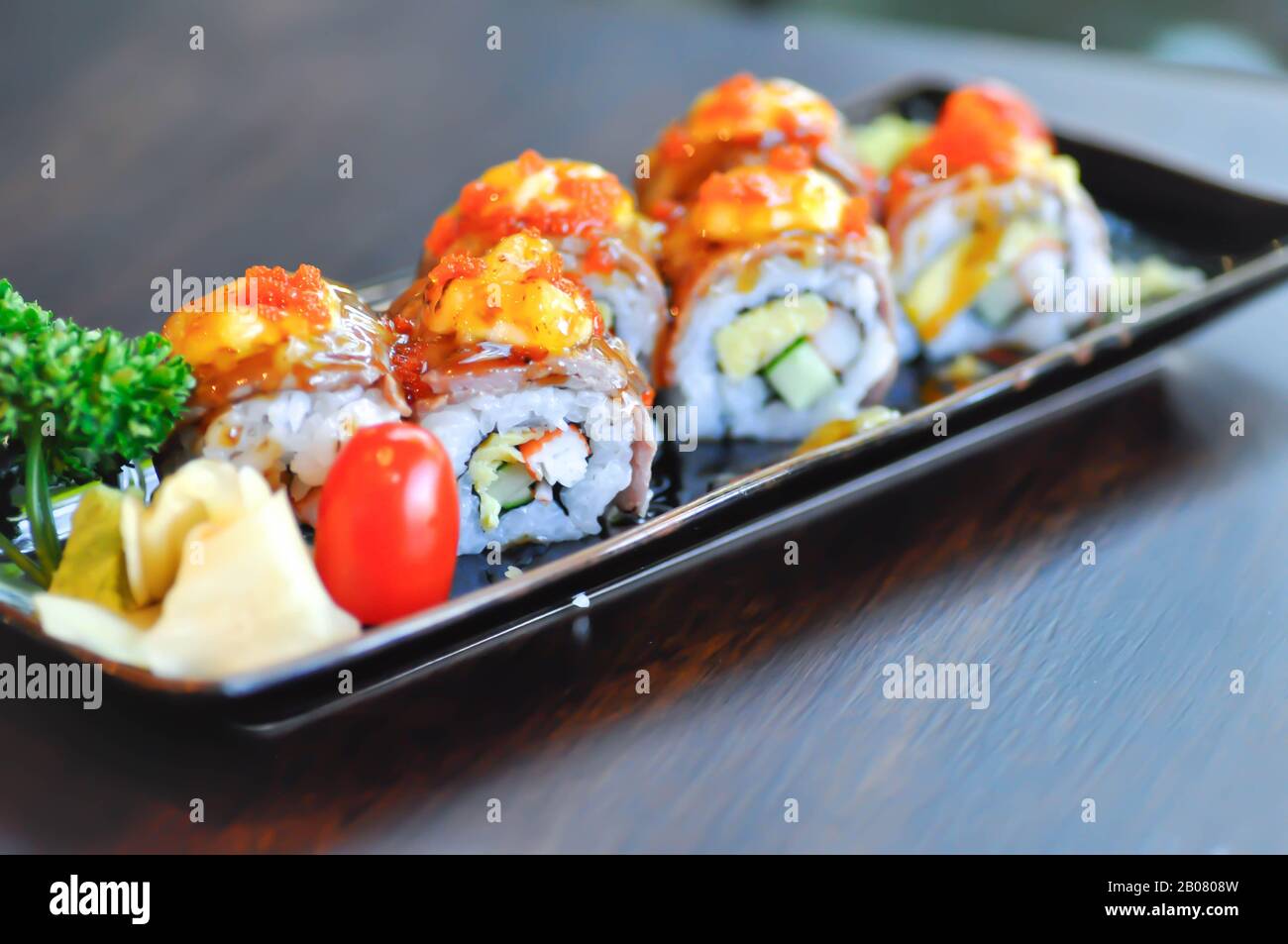 roll or Japanese roll, maki or beef roll Stock Photo - Alamy