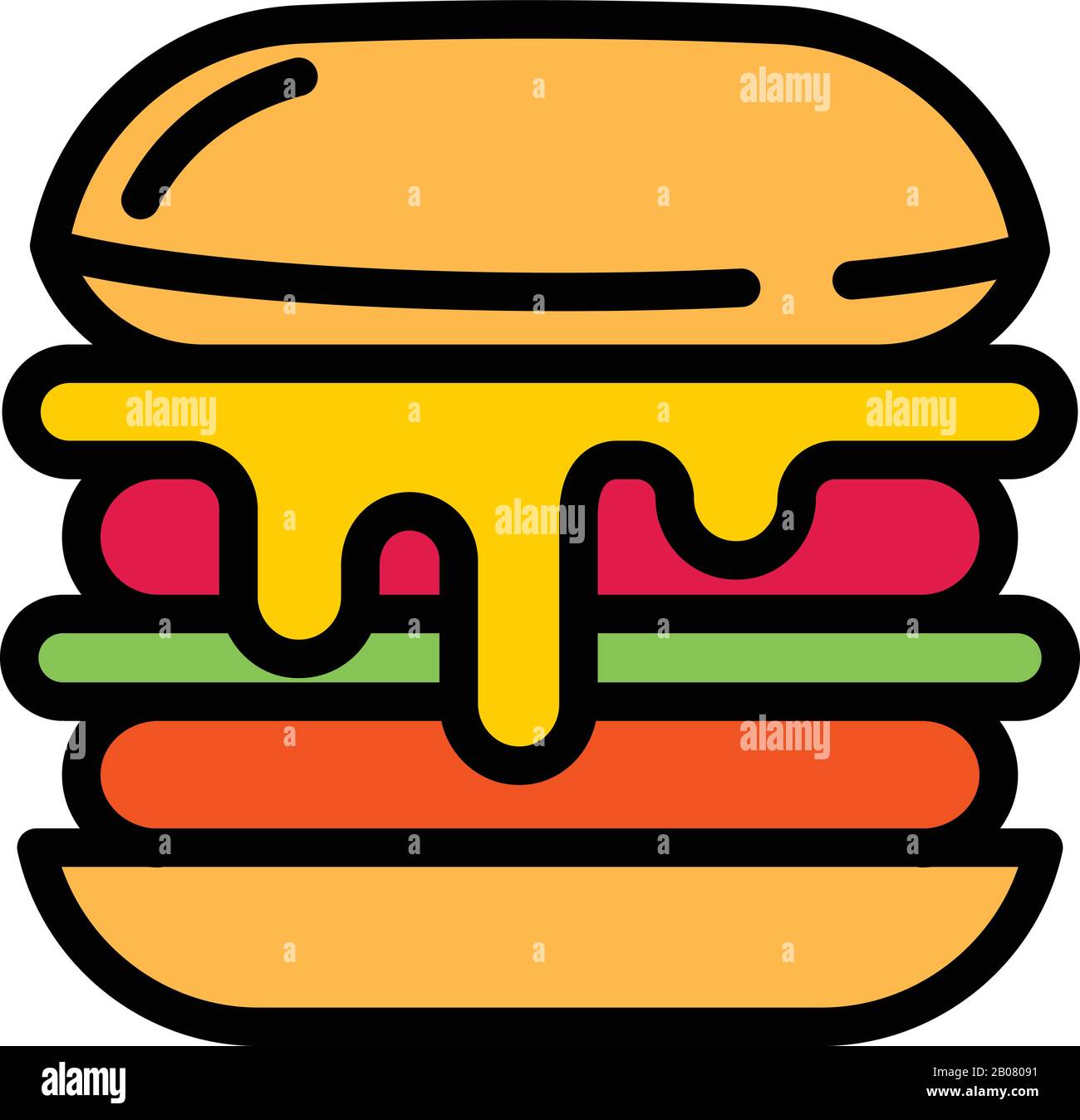 Cheese burger icon. Outline cheese burger vector icon for web design ...