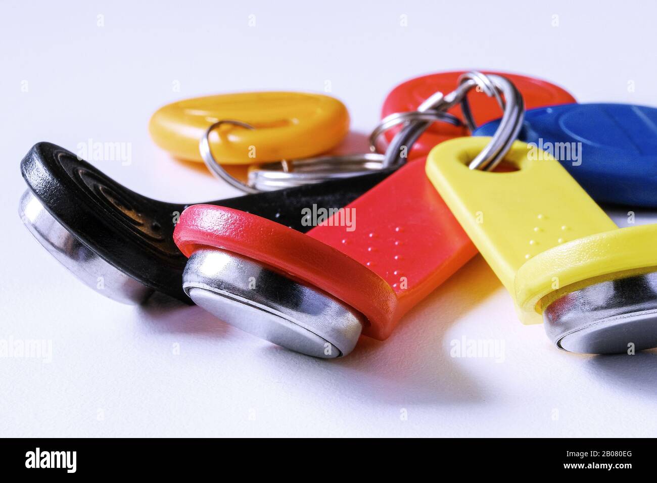 Encoded keys. Magnetic keys on a white background. White background ...