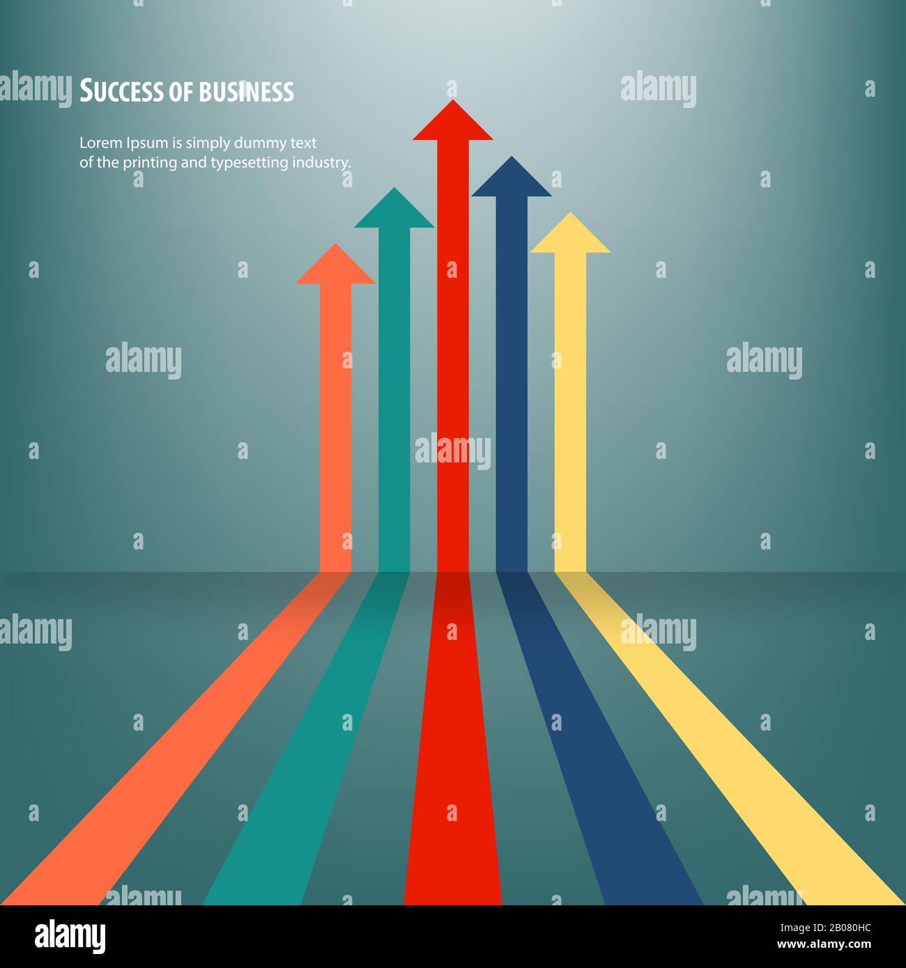 Concept of business target direction to success. Colored arrows are ...