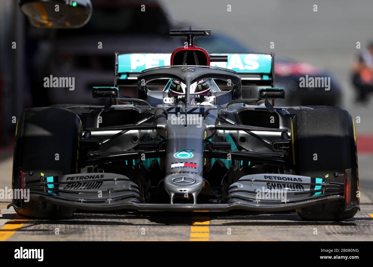 Mercedes' Lewis Hamilton during day one of pre-season testing at the ...