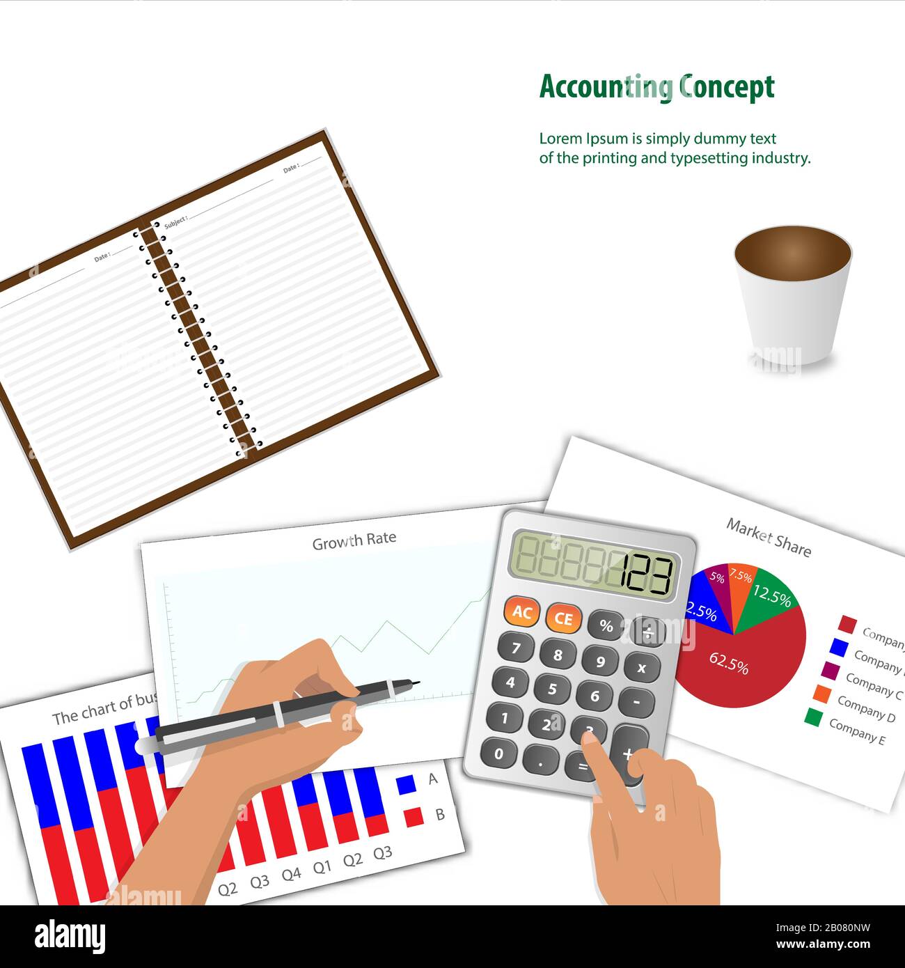 Calculator pen on investment chart Stock Vector Images - Alamy