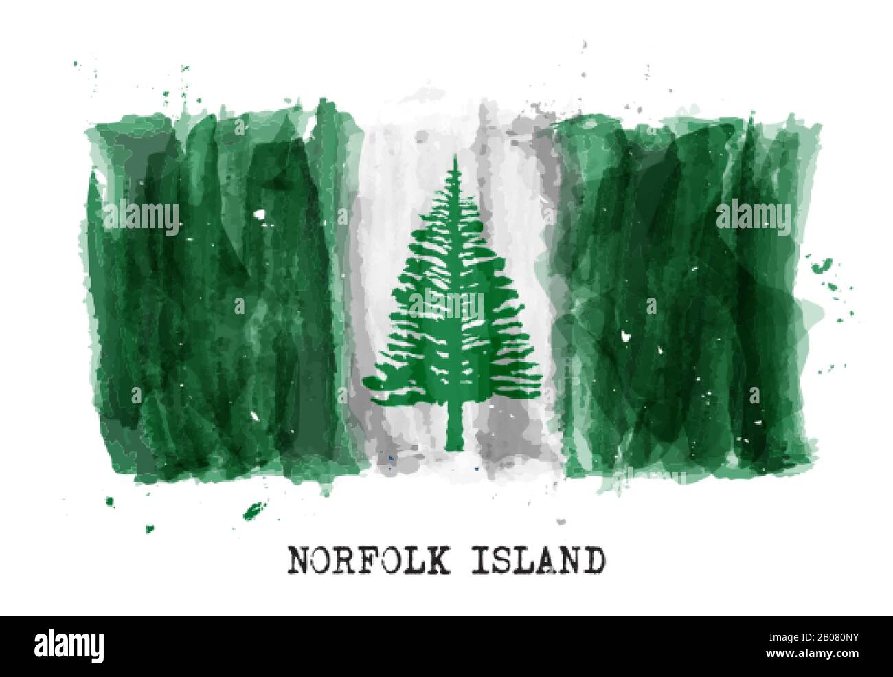 Realistic watercolor painting flag of Norfolk island . Vector Stock ...