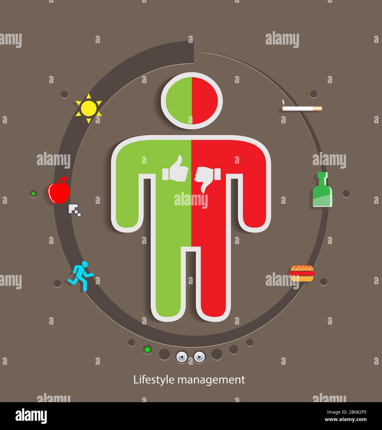 Lifestyle management flat design concept template with icons for ...