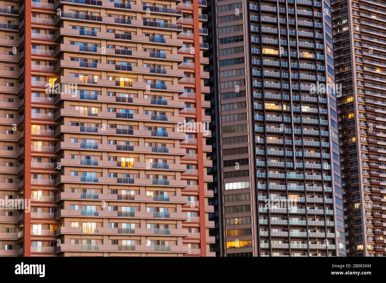 Japan, Honshu, Tokyo, Toyosu, Shinonome Waterfront High-rise Apartments ...
