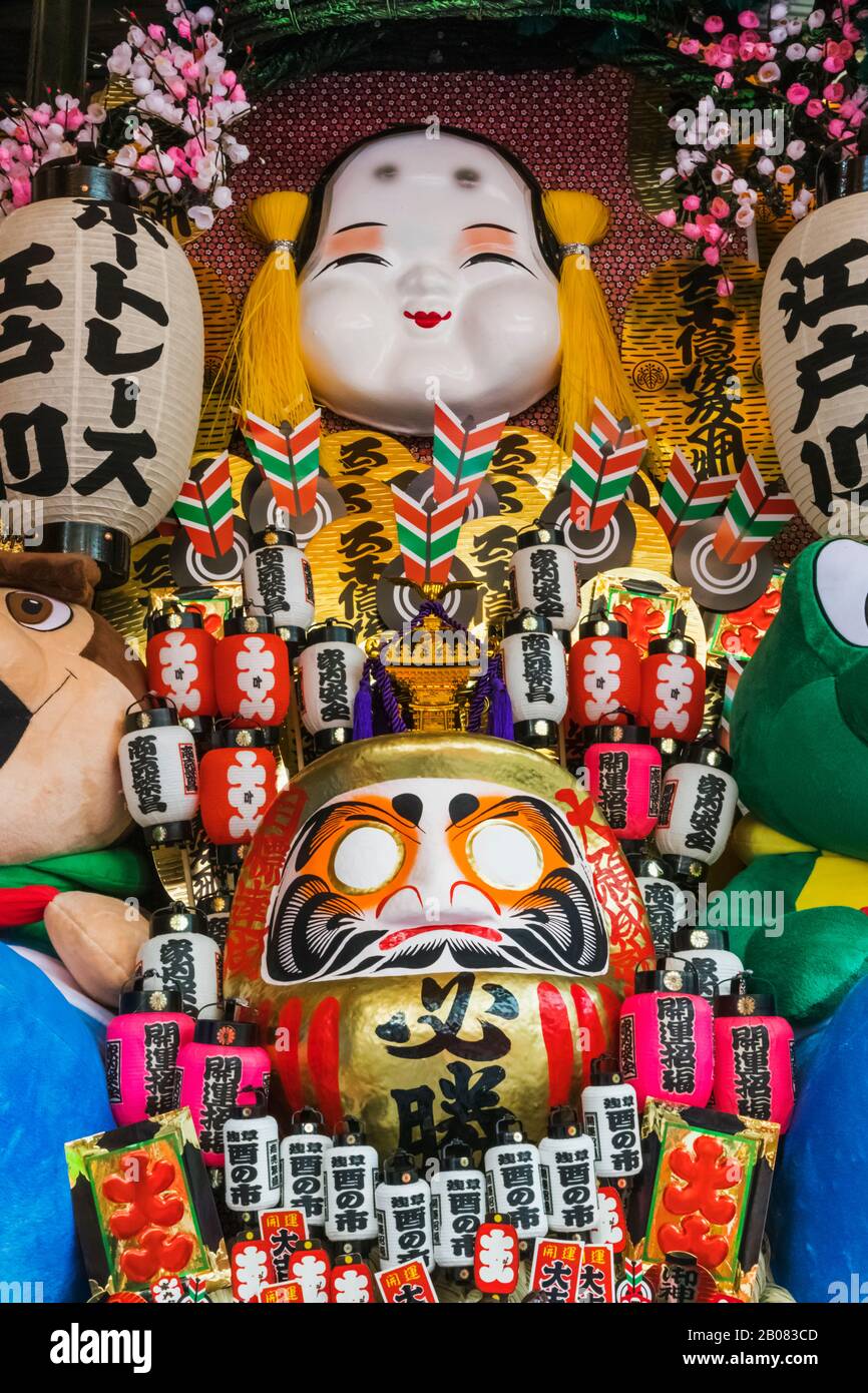 Japan, Honshu, Tokyo, Taito-ku, Otori Shrine, Decorative Good Luck ...