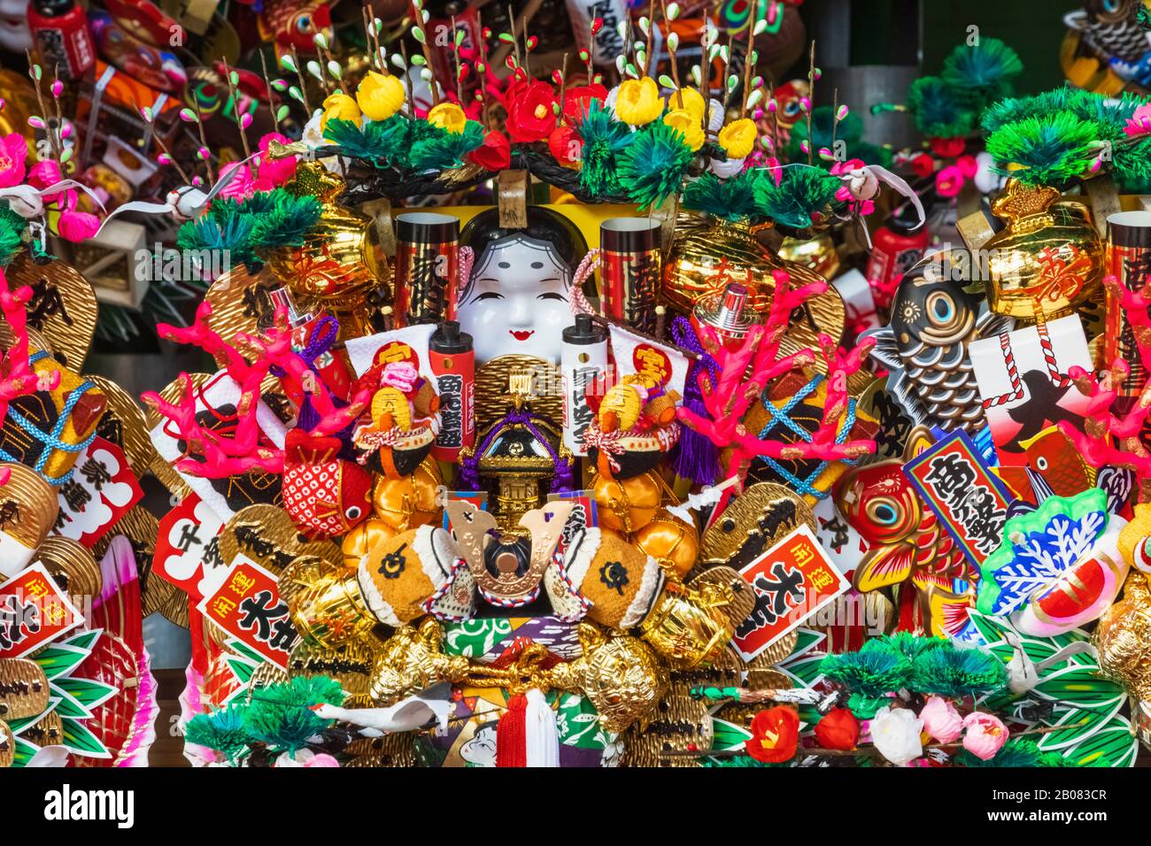 Japan, Honshu, Tokyo, Taito-ku, Otori Shrine, Decorative Good Luck ...