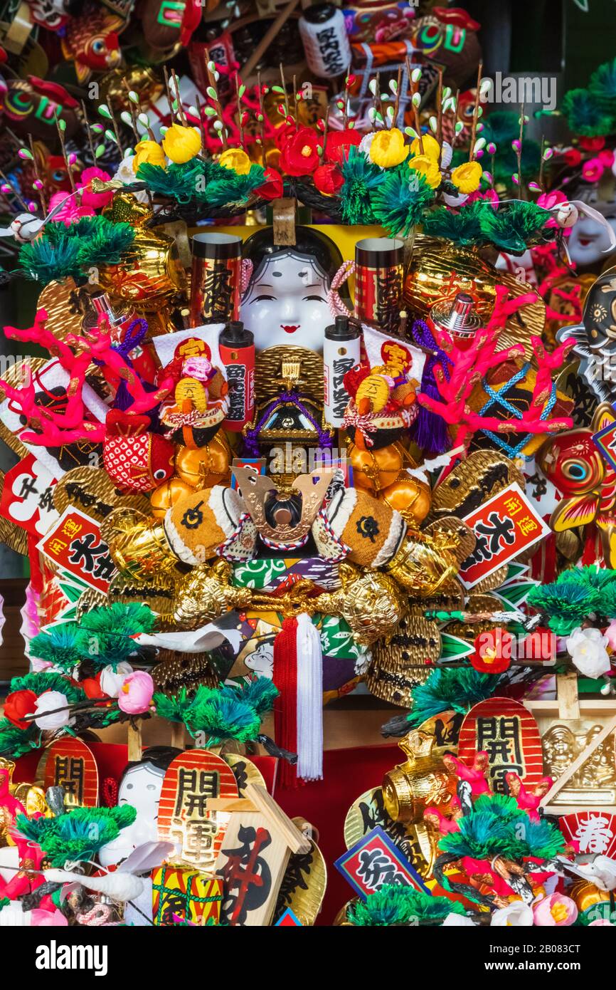 Japan, Honshu, Tokyo, Taito-ku, Otori Shrine, Decorative Good Luck ...