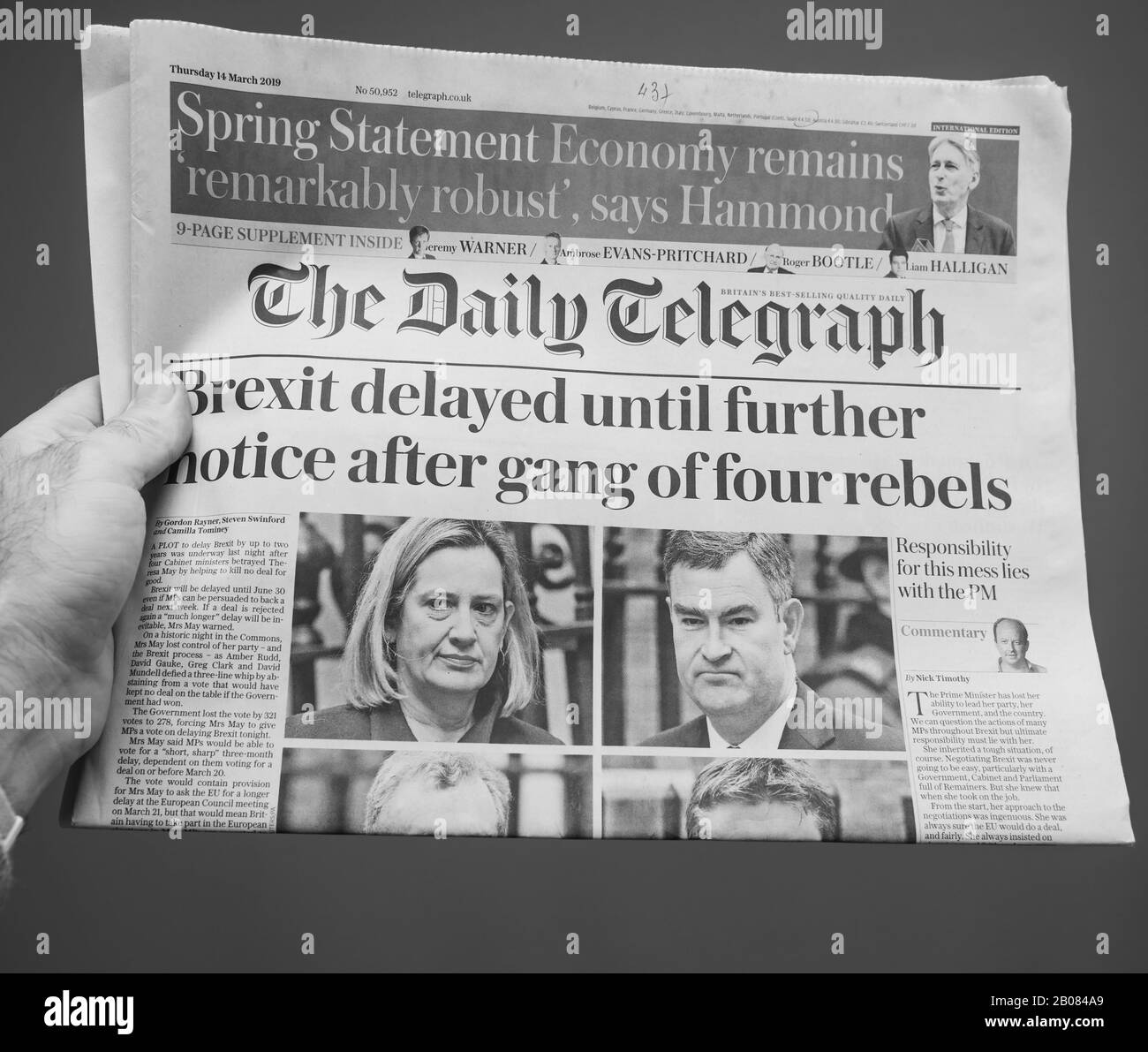 Paris, France - Mar 15, 2019: Male hand POV at the latest THe Daily ...