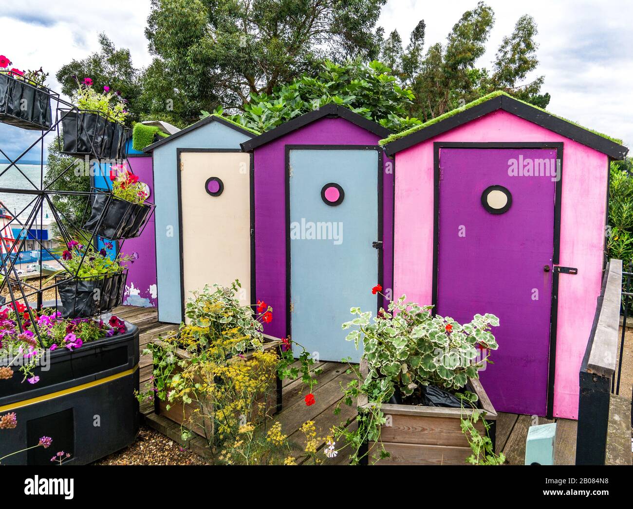 Traditional huts houses on the beach in the summertime in Southend of ...