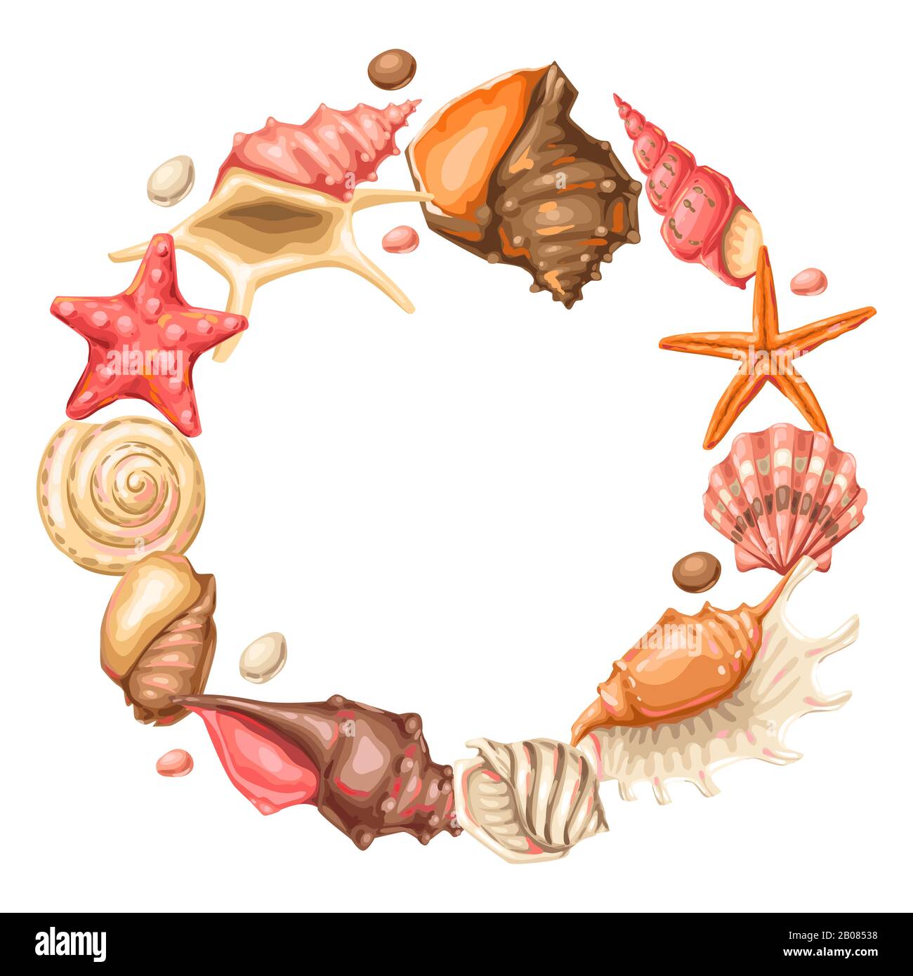 Shells background frame seashells Stock Vector Images - Alamy