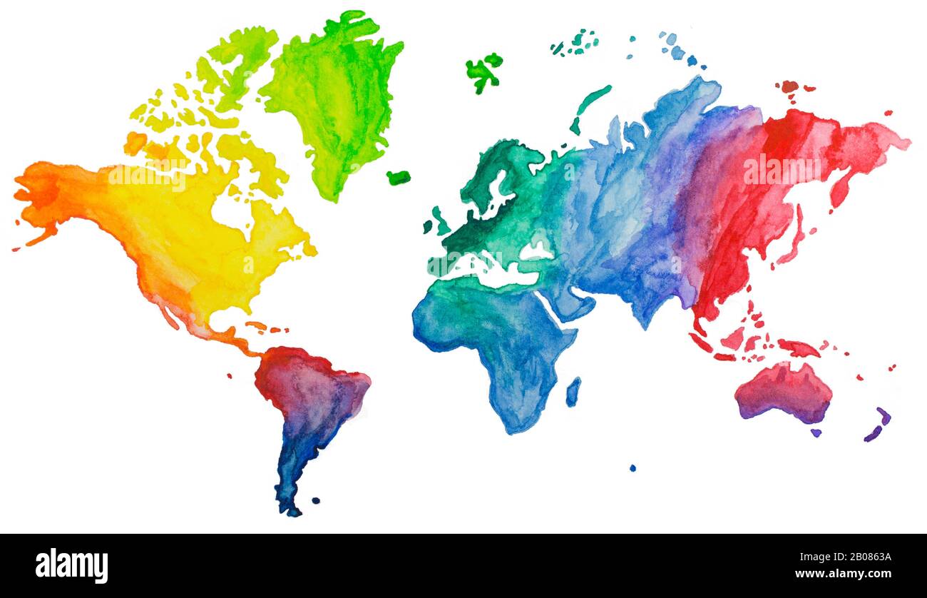 Watercolour world map hi-res stock photography and images - Alamy