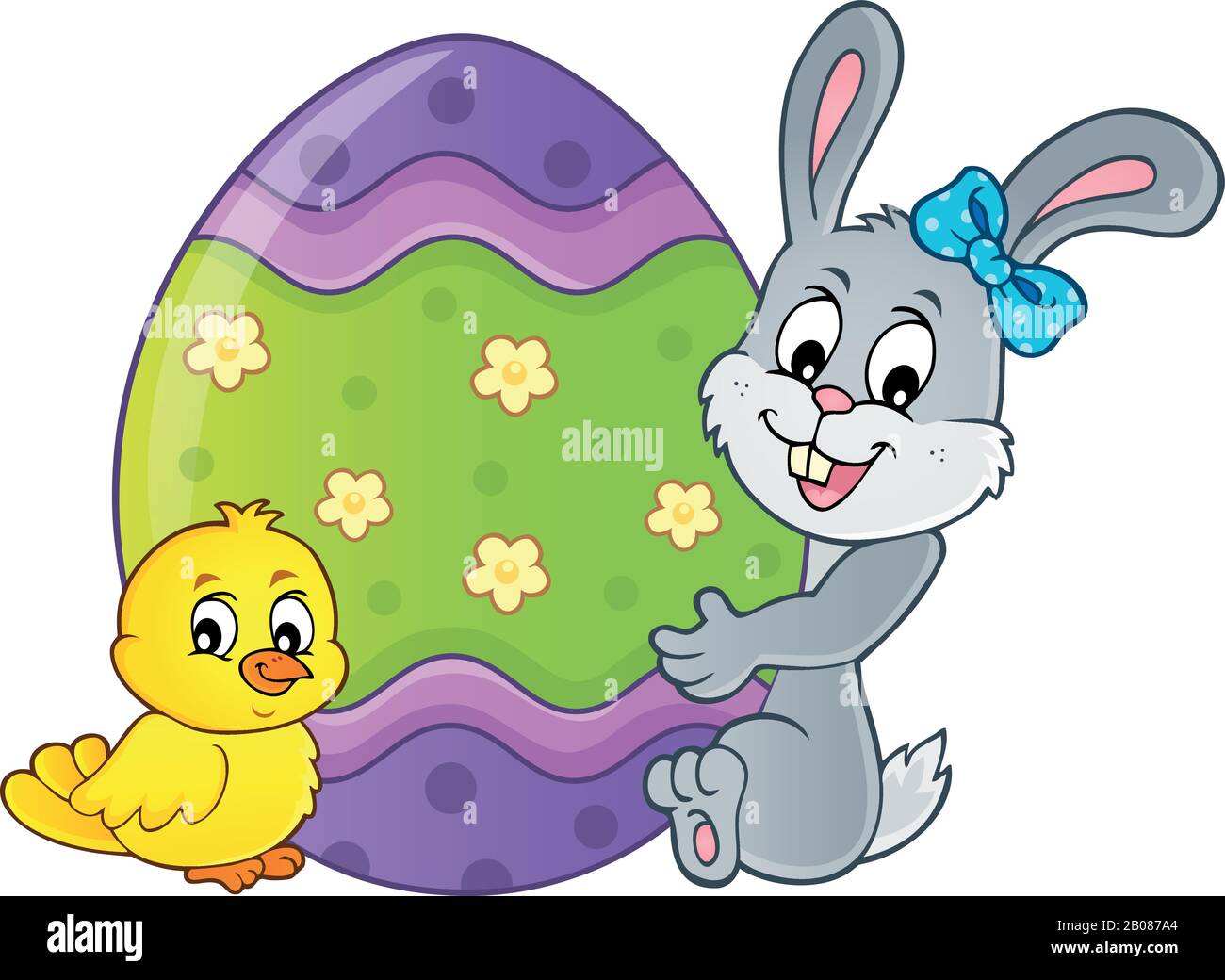Bunny by big Easter egg topic 2 - eps10 vector illustration Stock ...