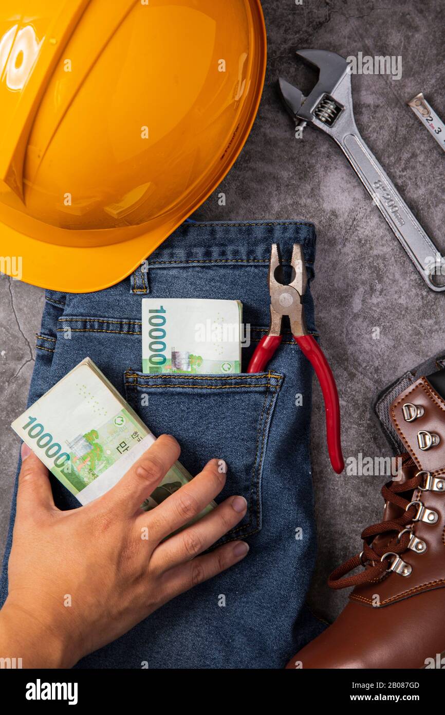 Hand work tools or construction tools top view 090 Stock Photo - Alamy