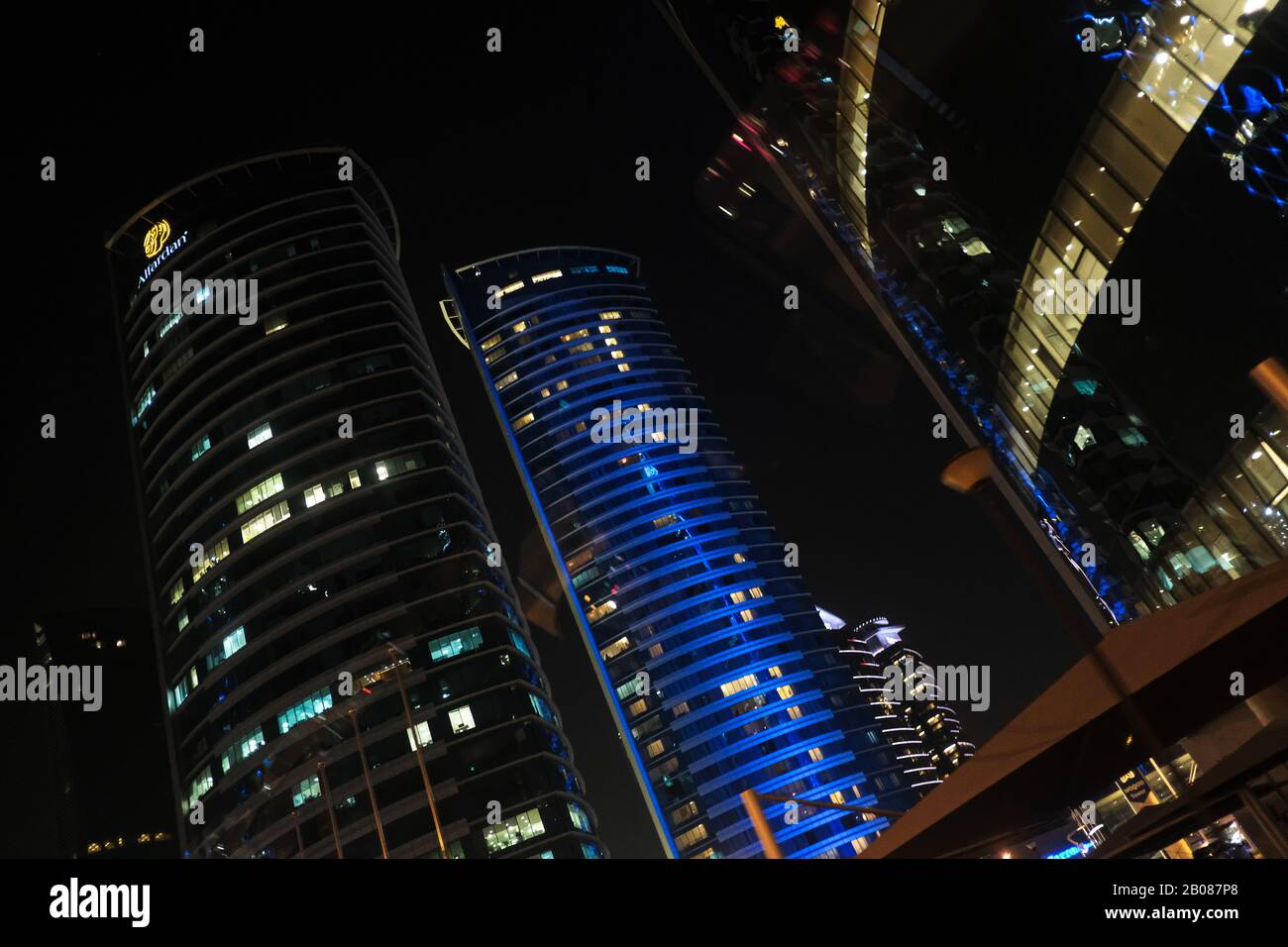 Night view of skyscrapers Doha, Qatar on October 8, 2019 Stock Photo ...