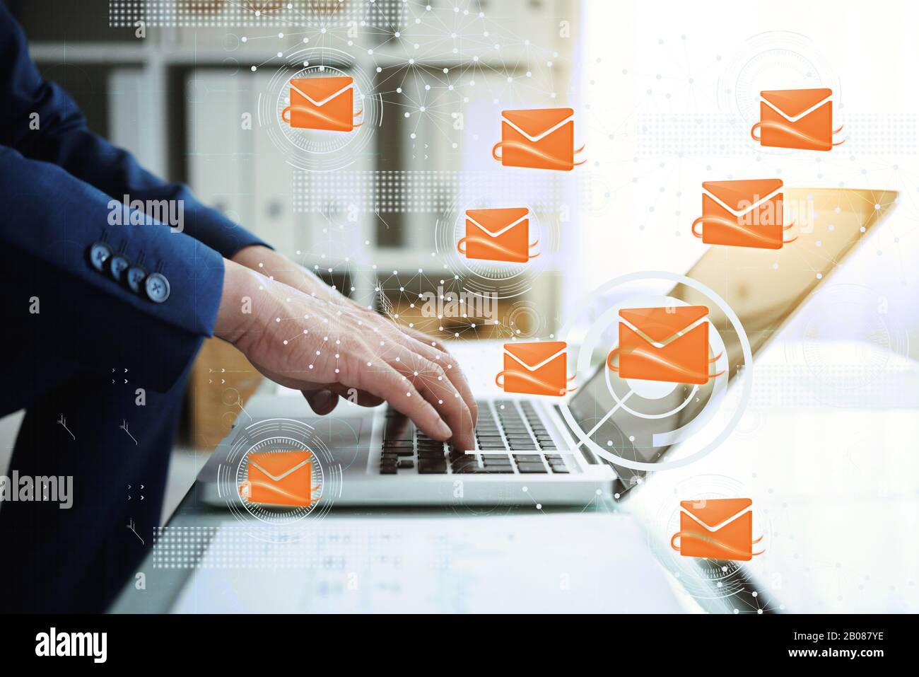 Hotmail scatter tech background Stock Photo - Alamy