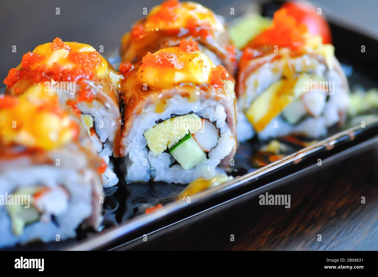 roll or Japanese roll, maki or beef roll Stock Photo - Alamy