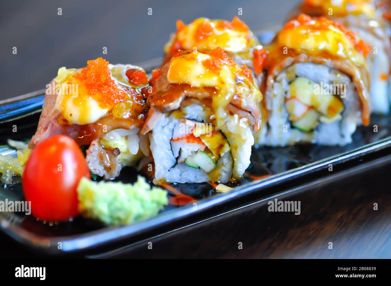 roll or Japanese roll, maki or beef roll Stock Photo - Alamy