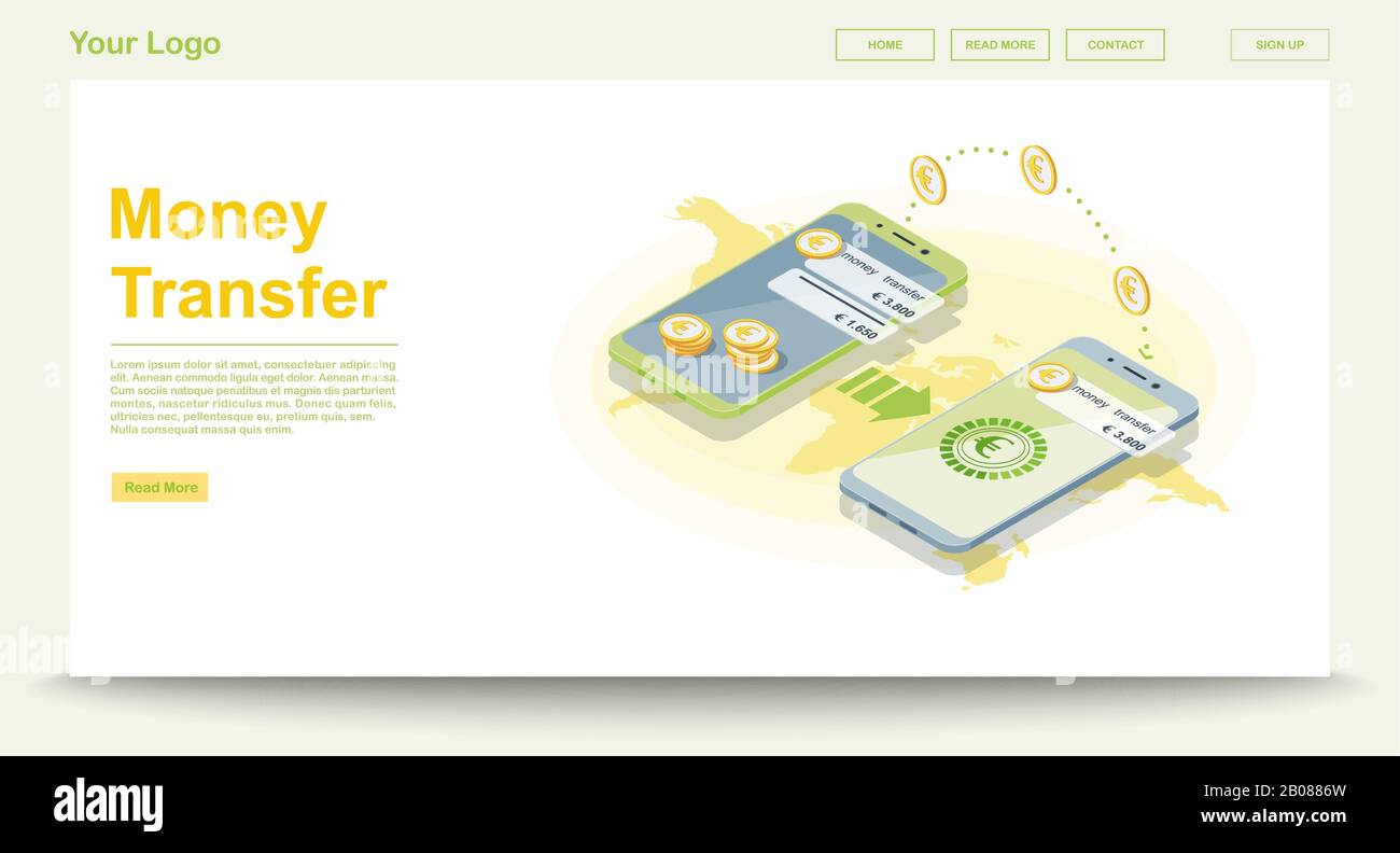 Global money transfer web page vector template Stock Vector Image & Art ...