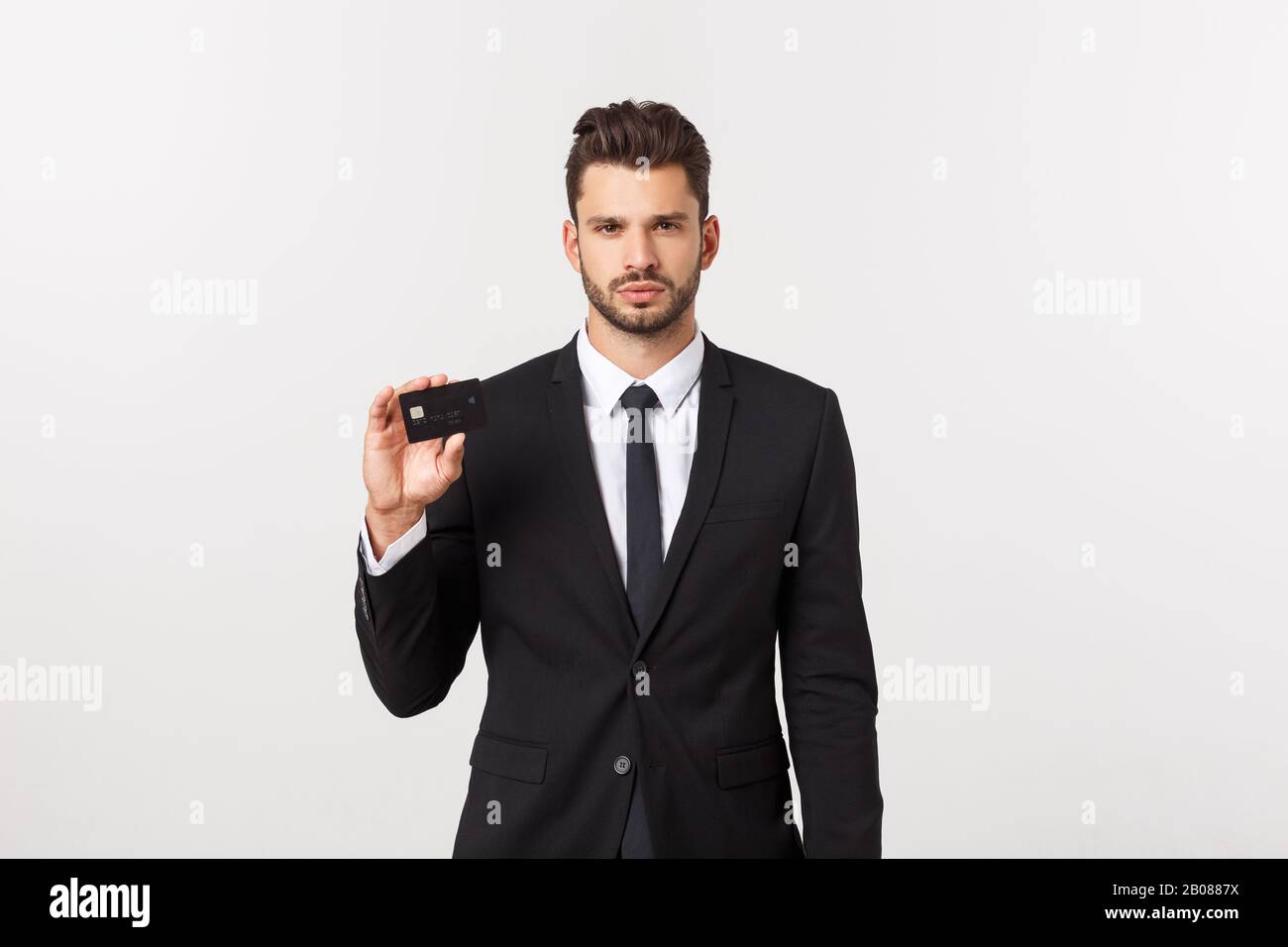 Surprised, speechless and impressed handsome caucasian businessman in ...