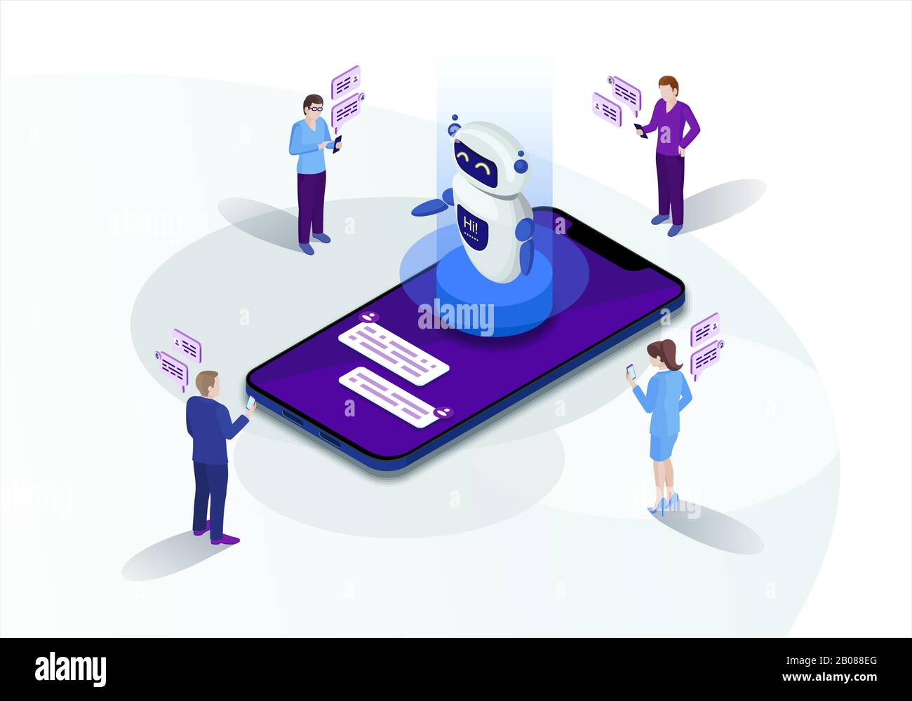 Chatbot isometric vector illustration Stock Vector Image & Art - Alamy