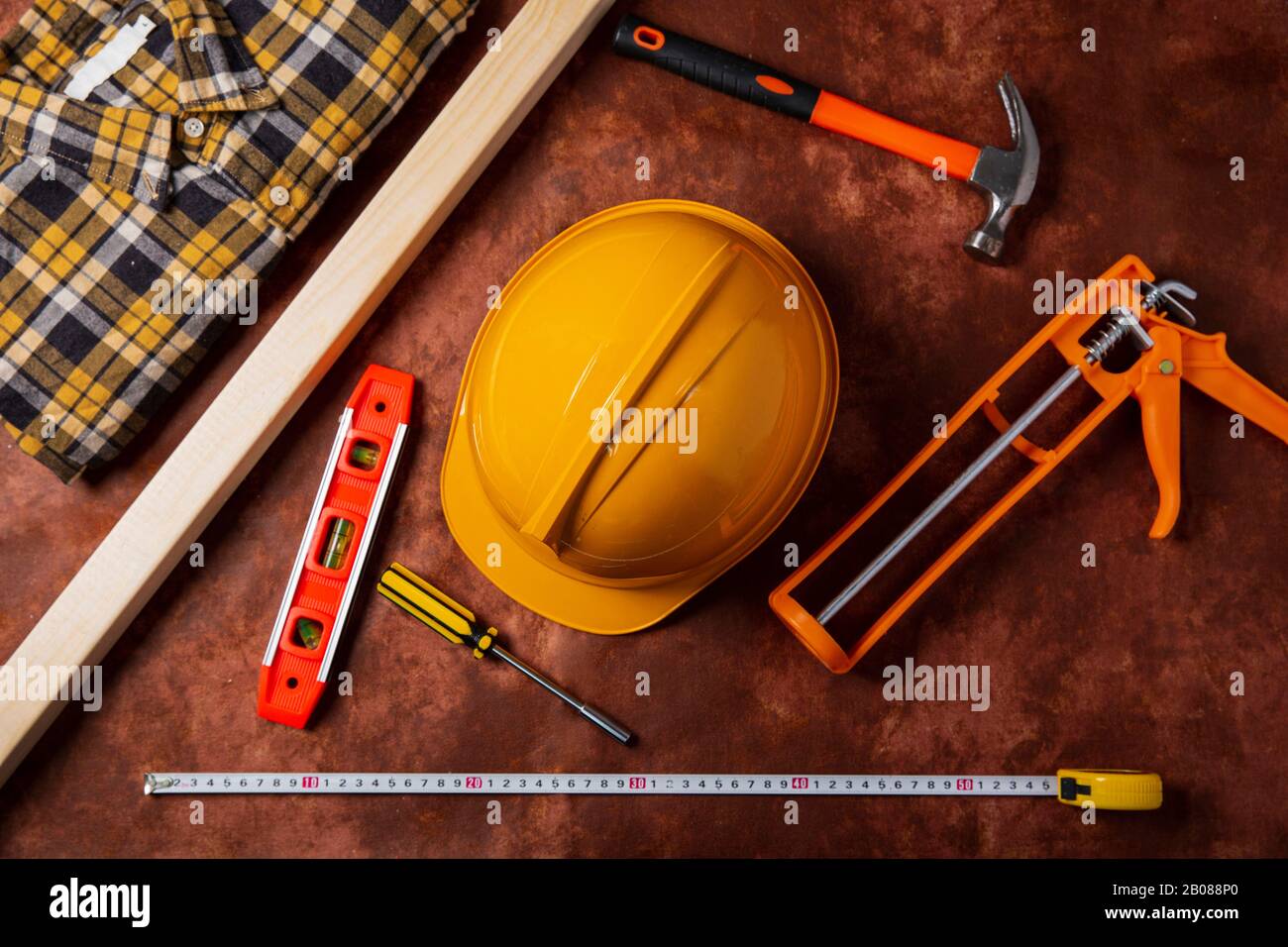 Hand work tools or construction tools top view 043 Stock Photo - Alamy