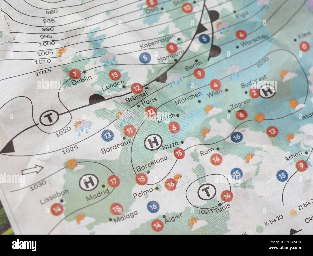 HAMBURG, GERMANY - CIRCA JANUARY 2020: Weather forecast on German ...