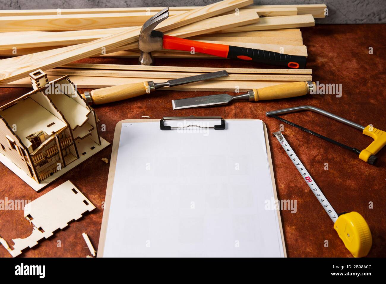 Hand work tools or construction tools top view 009 Stock Photo - Alamy