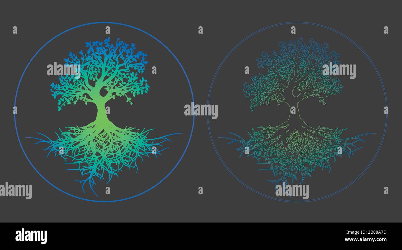 Vector set neon tree of life and neon tree of life pattern Stock Vector ...