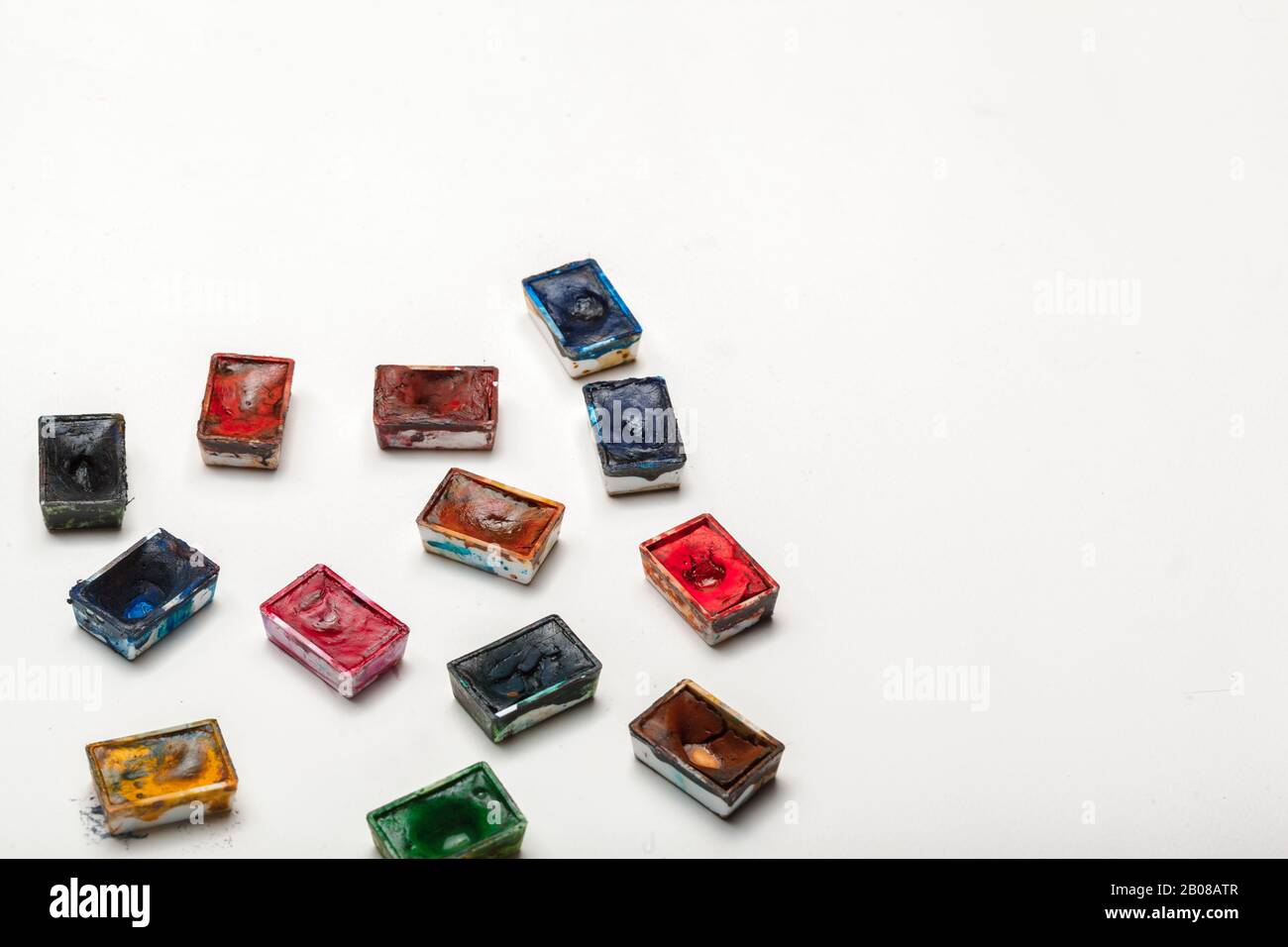 Set of watercolor paint pots isolated on white background Stock Photo ...