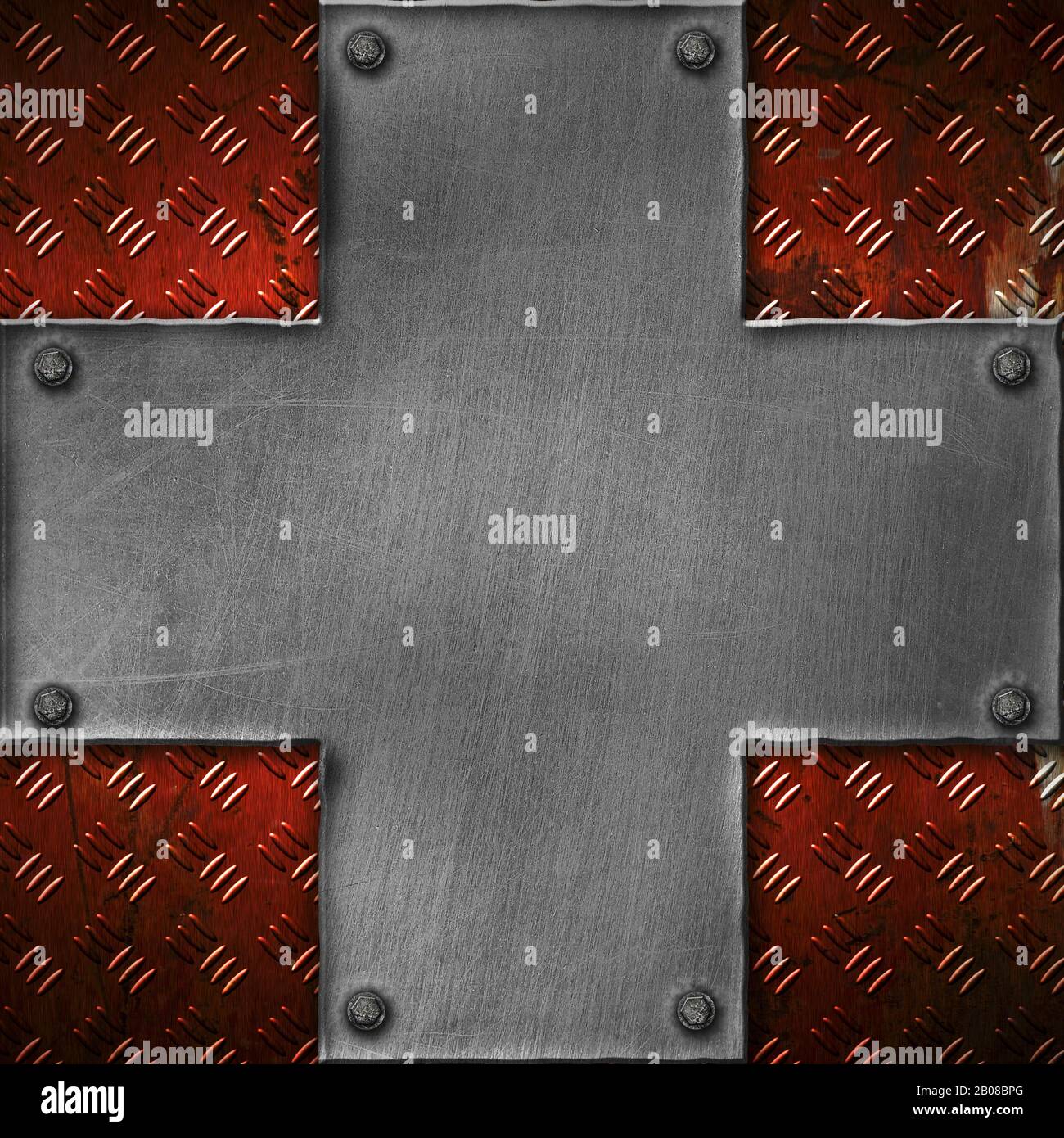 grunge cross metal and rust plate. 3d illustration for background and ...