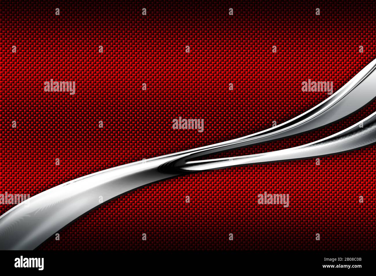 red carbon fiber and curve chromium frame. metal background and texture ...